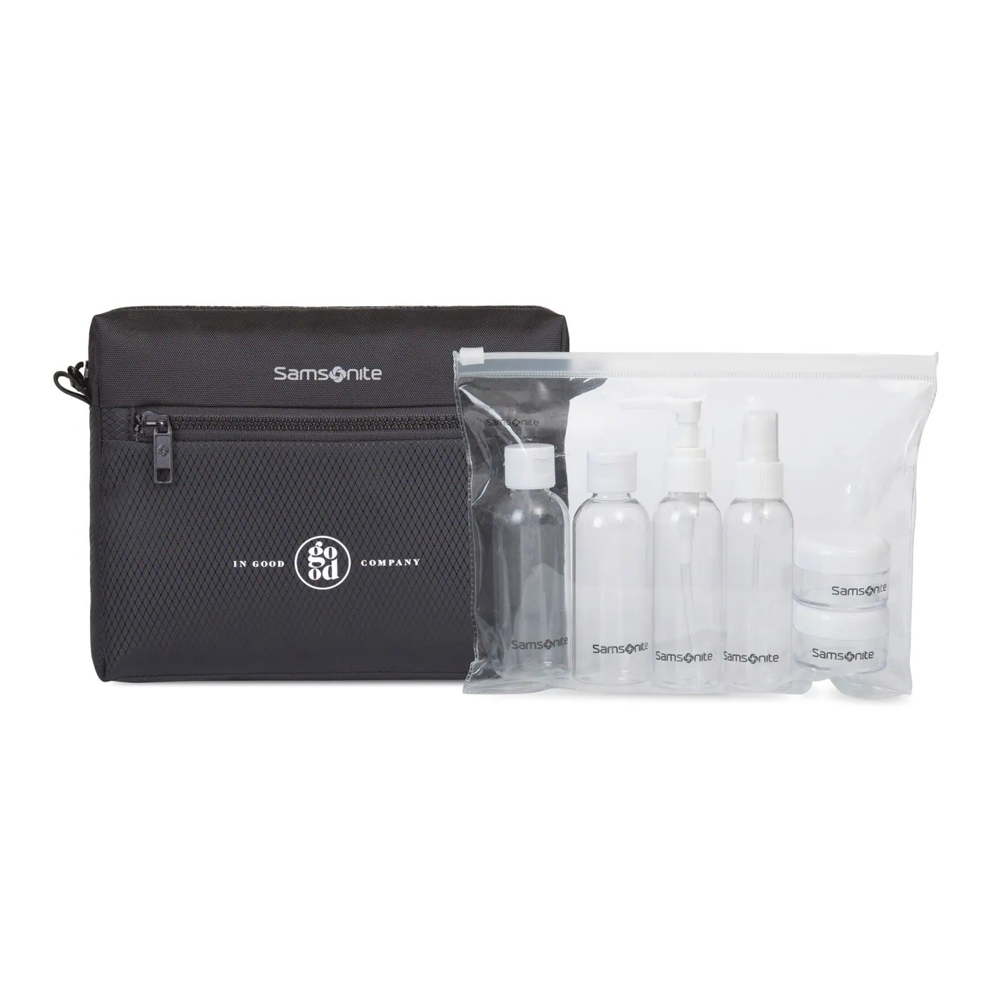 Samsonite Zippered Pouch and 6 Piece Travel Bottle Set - SwagDrop
